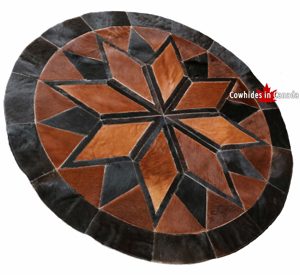 98637 Cowhide patchwork rug MANDALA ROUND. Premium Collection ...